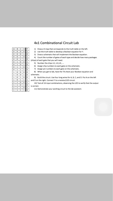 Solved 4x1 Combinational Circuit Lab Drawa K Map That