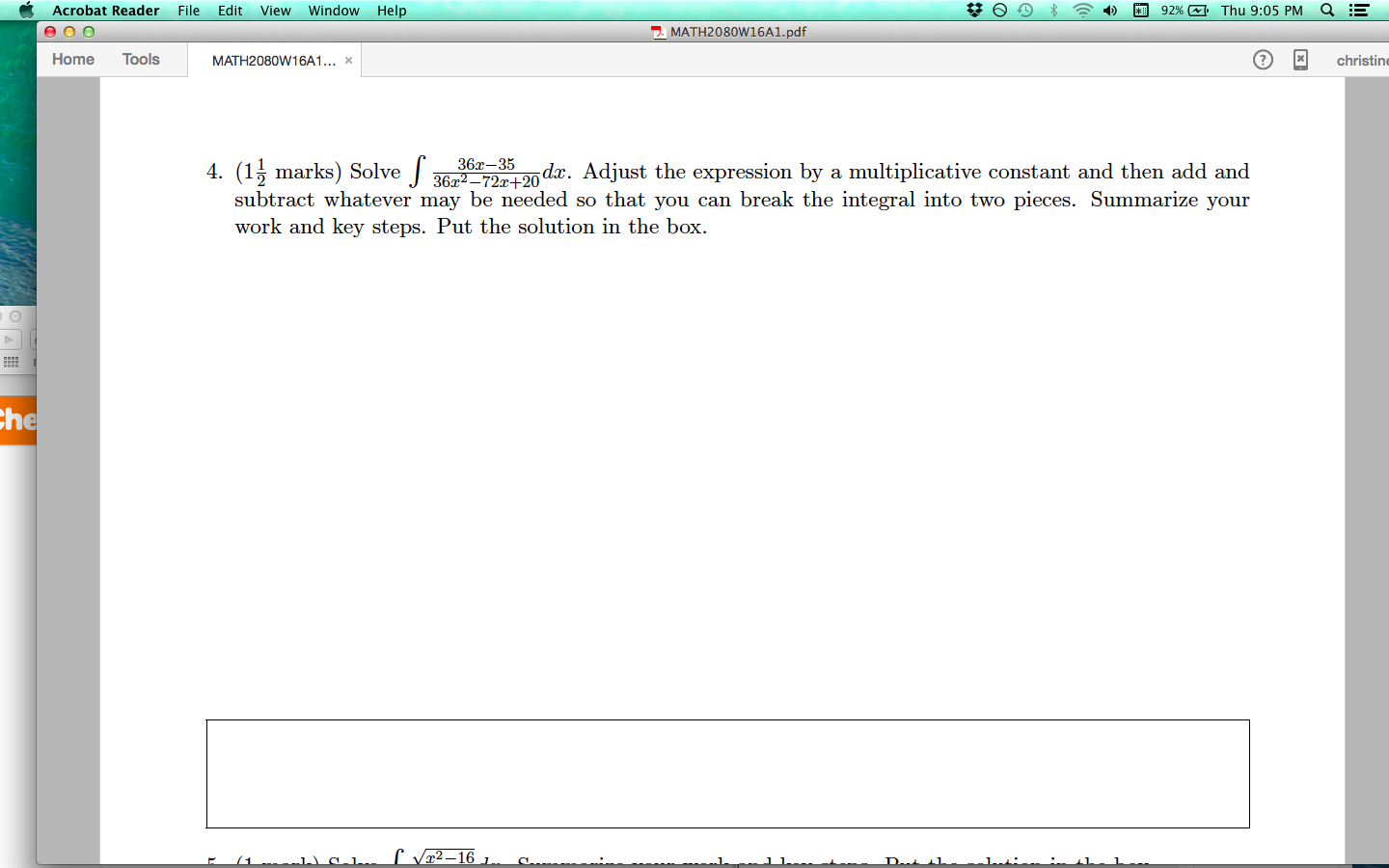 Solved Acrobat Reader File Edit View Window Help 92% Thu | Chegg.com