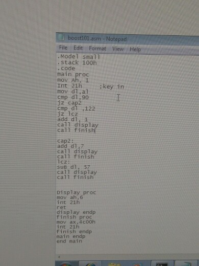 Model Small Stack 100h Code Main Proc Mov Ah 1 