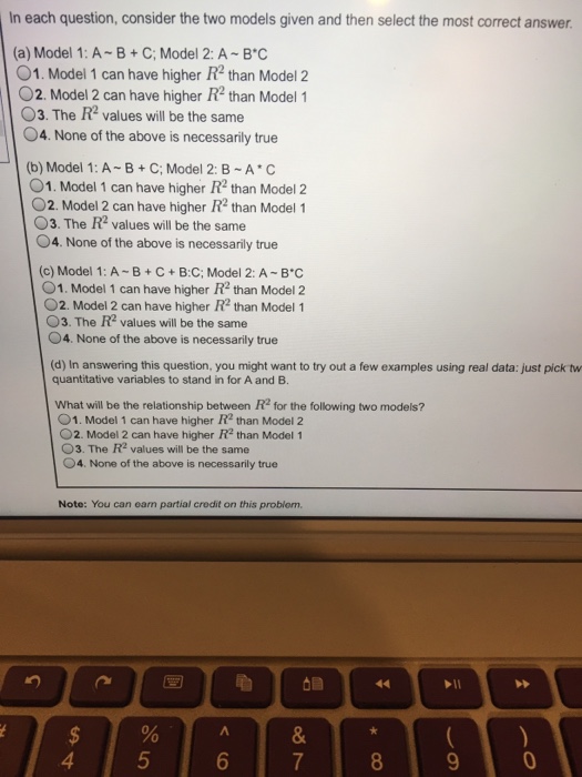 Solved Consider the two models given and then select the | Chegg.com
