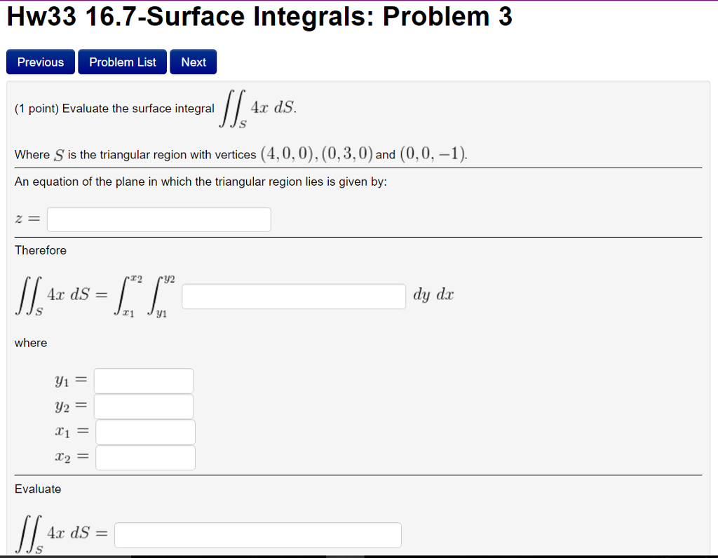 Solved Evaluate the surface integral integral integral_s 4x | Chegg.com