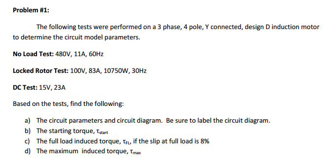 Problem #1: The following tests were performed on a 3 | Chegg.com