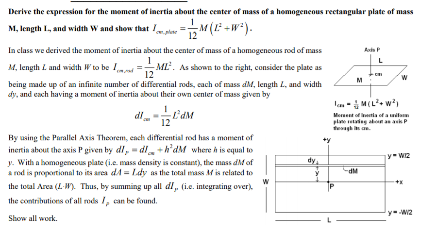 Solved Derive the expression for the moment of inertia about | Chegg.com