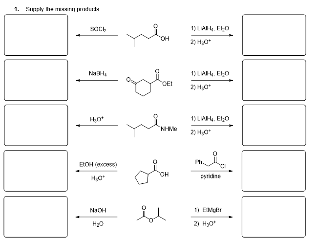 Solved 1. Supply the missing products | Chegg.com
