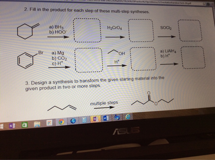 Solved Fill in the reagents tor each step of these syntheses | Chegg.com