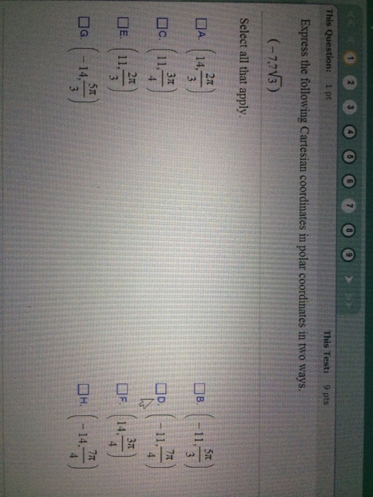 Solved Express The Following Cartesian Coordinates In Polar 