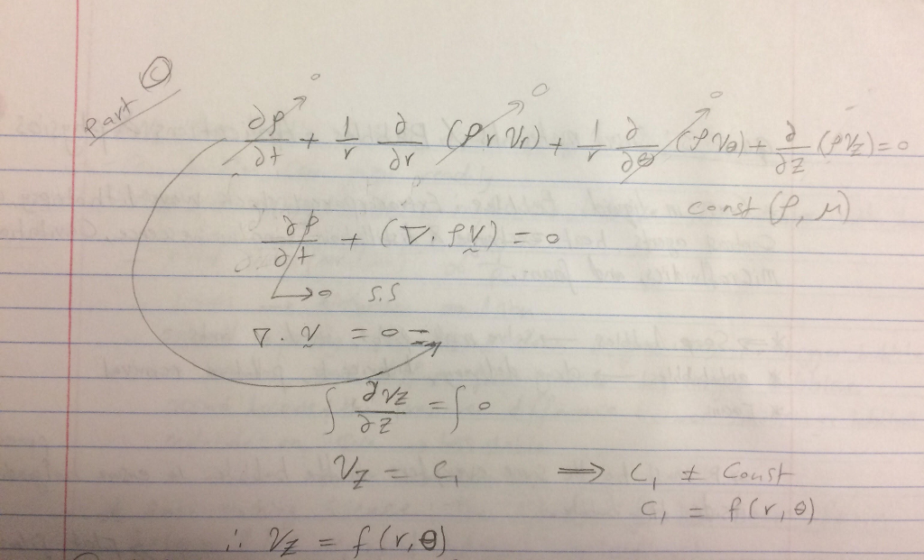 Solved 1. Using the continuity equation in cylindrical | Chegg.com