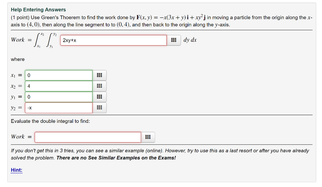 Solved Help Entering Answers (1 point) Use Green's Thoerem | Chegg.com