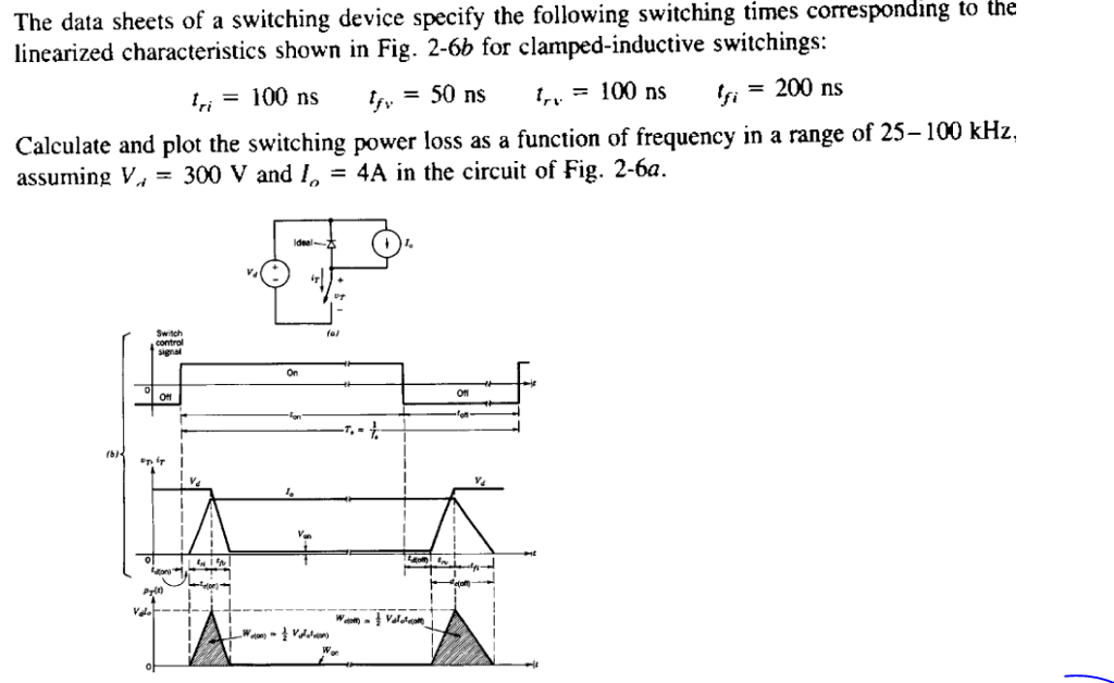 Solved The data sheets of a switching device specify the | Chegg.com