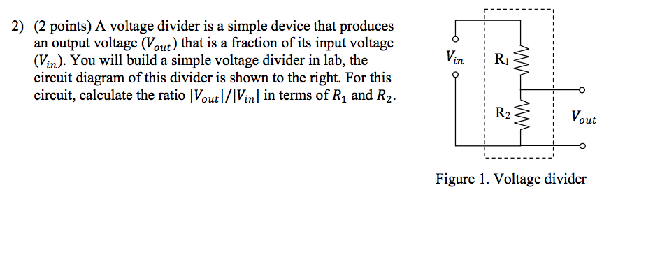 Solved 2) (2 points) A voltage divider is a simple device | Chegg.com