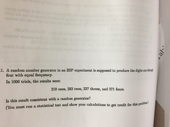 Solved A random number generator in an ESP experiment is | Chegg.com