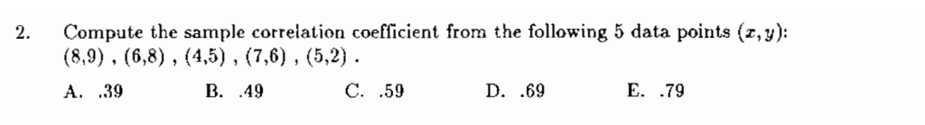 Solved 2. Compute the sample correlation coefficient from | Chegg.com