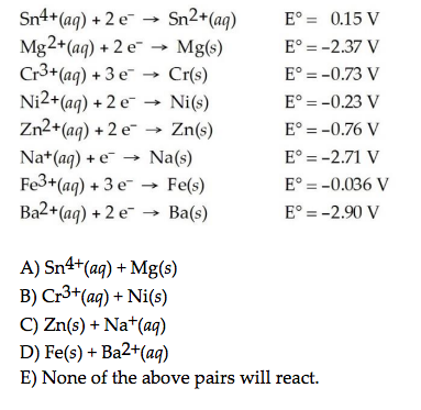 Solved Determine which of the following pairs of reactants | Chegg.com