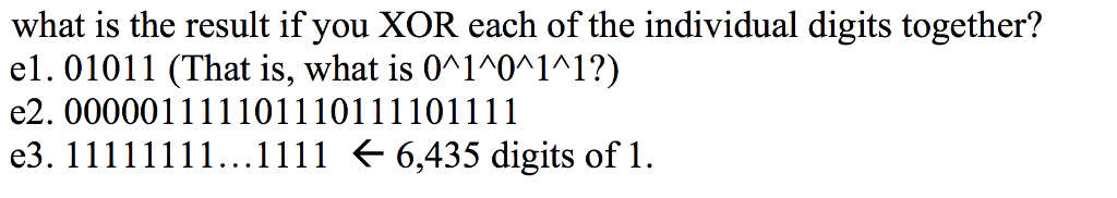 Solved What is the result if you XOR each of the individual | Chegg.com
