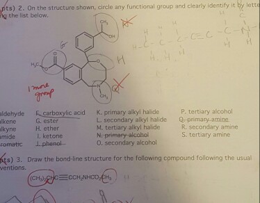 Solved On the structure shown, circle any functional group | Chegg.com
