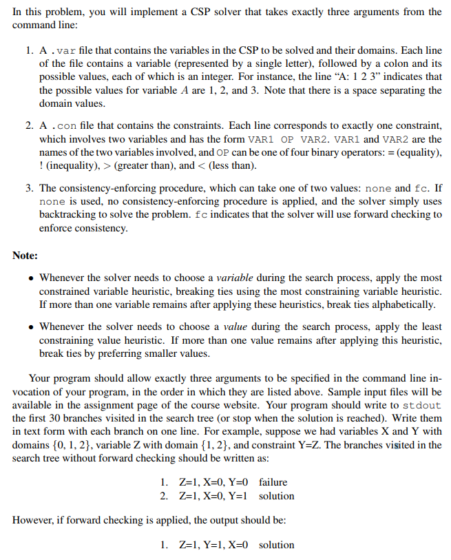 In this problem, you will implement a CSP solver that | Chegg.com