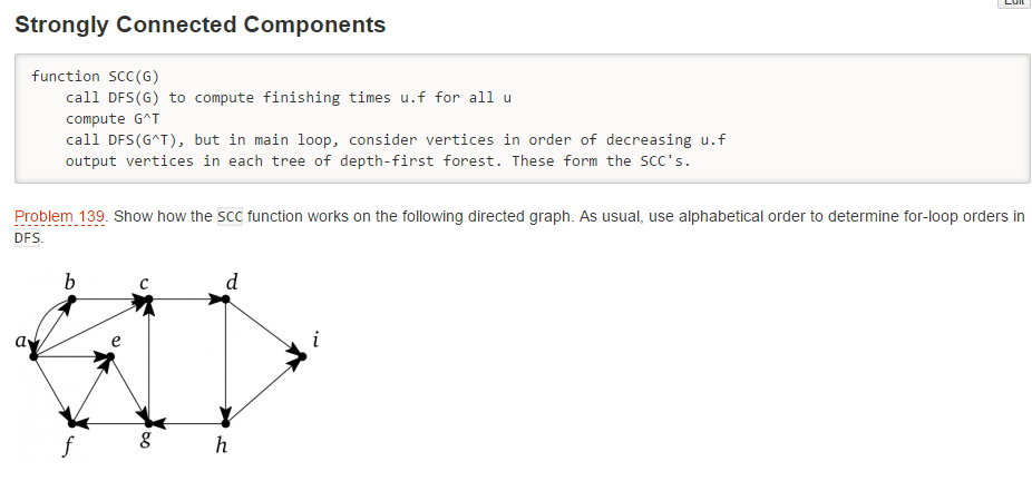 Solved function SCC(G) call DFS (G) to compute finishing | Chegg.com