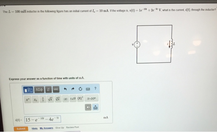 Solved The L = 100 mH inductor in the following figure has | Chegg.com