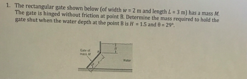 Solved: The Rectangular Gate Shown Below (of Width W =2 M ... | Chegg.com