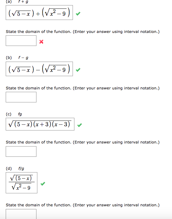 Solved (a) +g State the domain of the function. (Enter your | Chegg.com