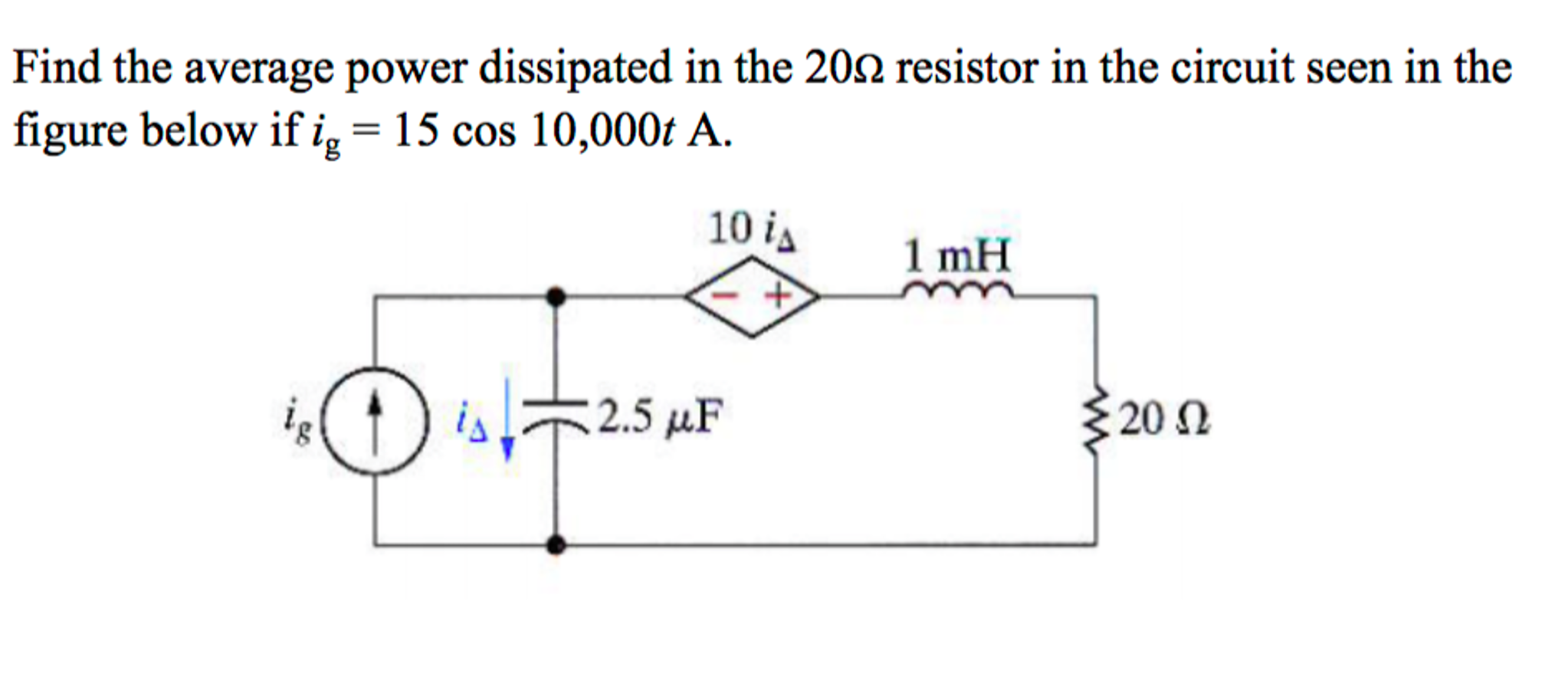Solved Find the average power dissipated in the 20 Ohm | Chegg.com