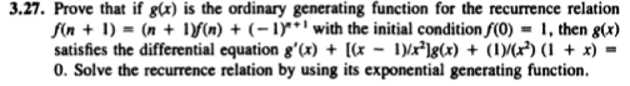 Prove that if g(x) is the ordinary generating | Chegg.com