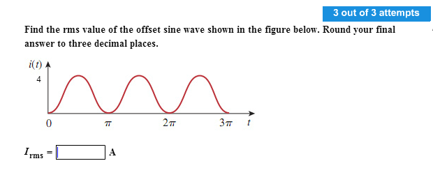 Solved Find the rms value of the offset sine wave shown in | Chegg.com