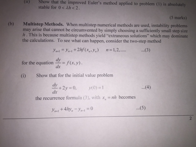 Solved (i) Show that the improved Euler's method applied to | Chegg.com
