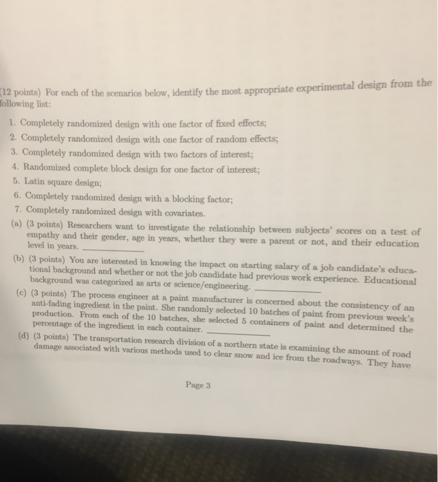 Solved For each of the scenarios below, identify the most | Chegg.com