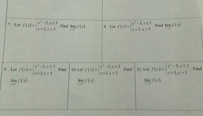 Solved Find each limit analytically. Let f(x) = {x^2 - 5, x | Chegg.com