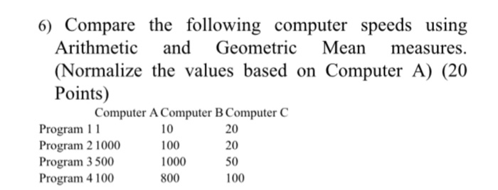Solved Compare the following computer speeds using | Chegg.com