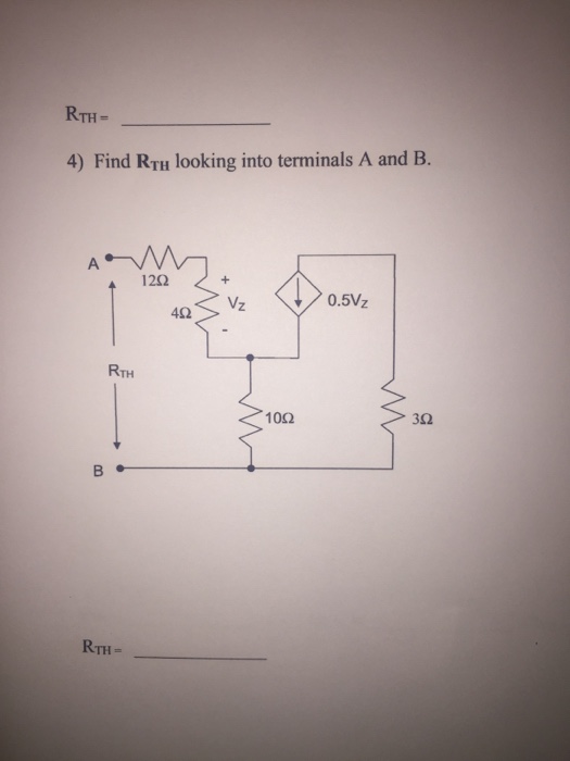 Solved Find R_TH looking into terminals A and B. R_Th = | Chegg.com