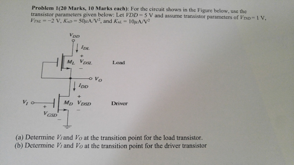 Solved Problem 1(20 Marks, 10 Marks each): For the circuit | Chegg.com
