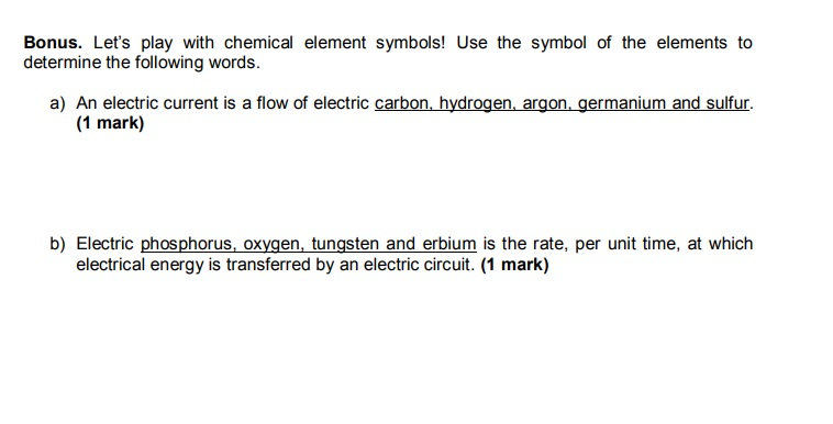 Solved Let's play with chemical element symbols! Use the | Chegg.com