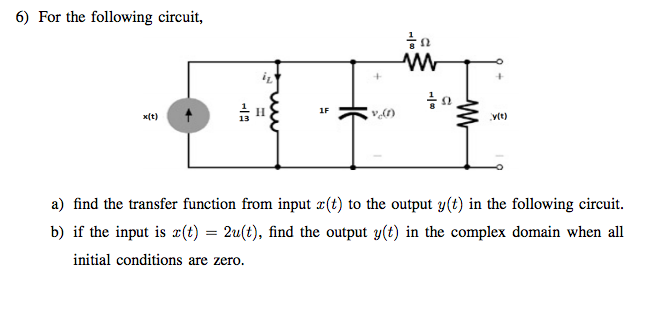 Solved For the following circuit, a) find the transfer | Chegg.com