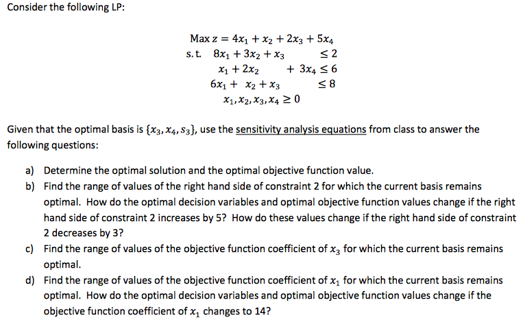 Solved Consider the following LP: Given that the optimal | Chegg.com