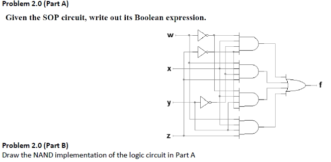 Problem 2.0 (Part A) Given the SOP circuit write out | Chegg.com