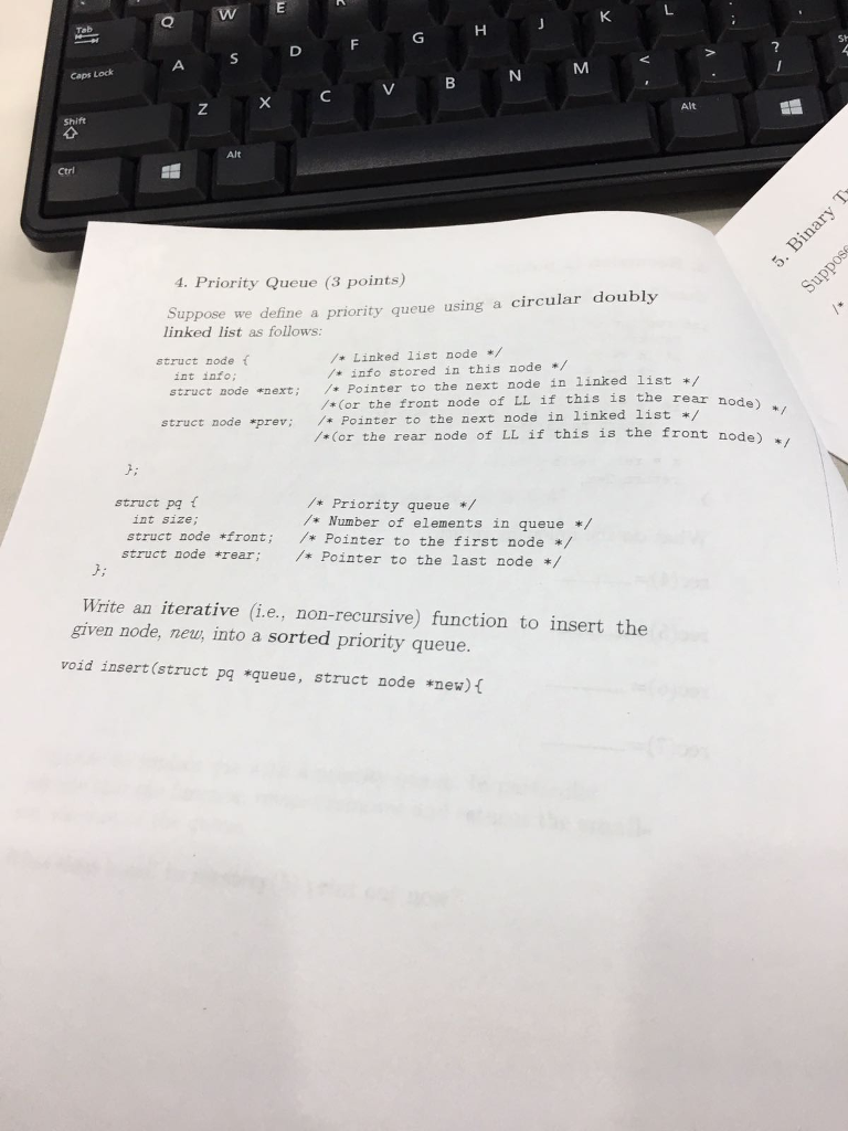 Solved Homework Priority Queue Suppose We Define A Priority Queue Using A Circular Doubly