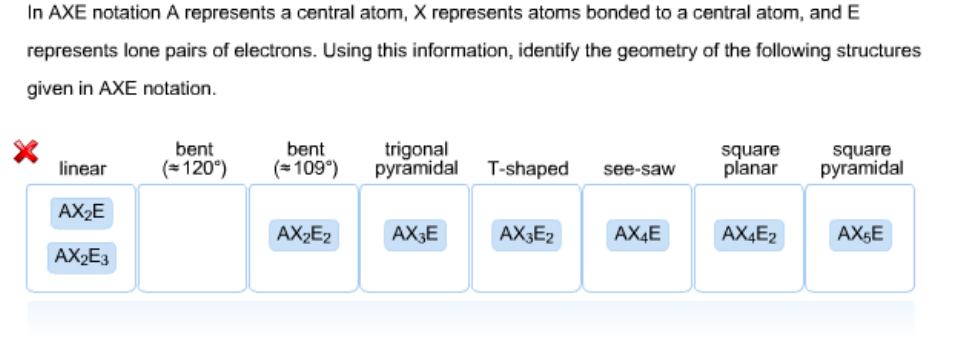 Solved In AXE notation A represents a central atom, X | Chegg.com
