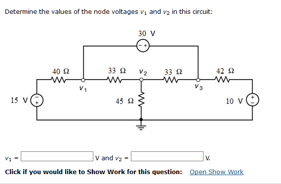 Solved Determine the values of the node voltages v_1 and v_2 | Chegg.com