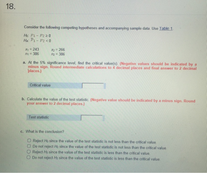Solved Consider the following competing hypotheses and | Chegg.com