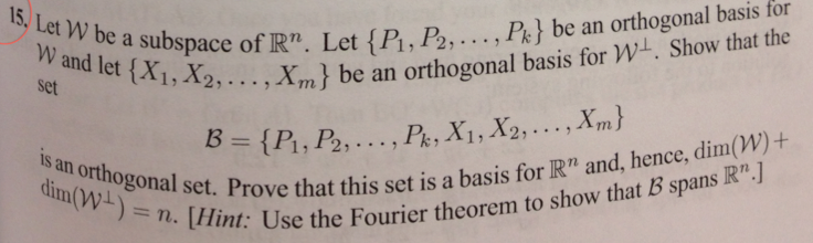 Lew W be a subspace of Rn. Let {P1,P2, ,Pk} be an | Chegg.com