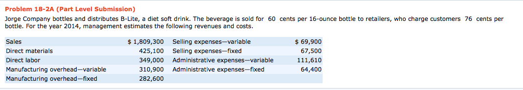 Solved Problem 18-2A (Part Level Submission) Jorge Company | Chegg.com
