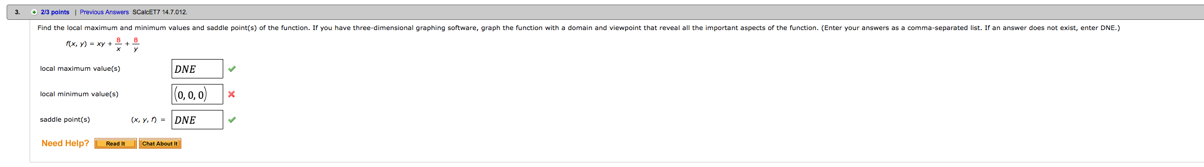 Solved Question: Find the local min, local max, and saddle | Chegg.com