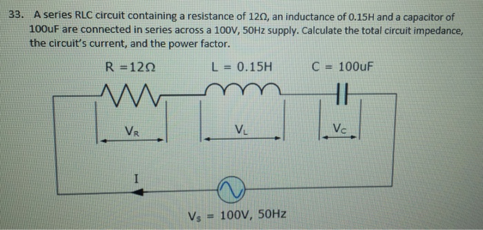 Solved A series RLC circuit containing a resistance of 12Ω, | Chegg.com