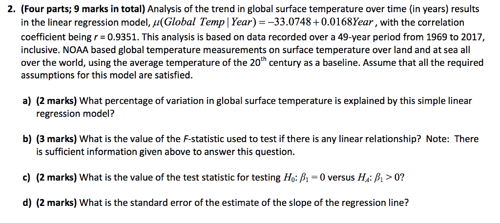 Solved 2. (Four parts; 9 marks in total) Analysis of the | Chegg.com