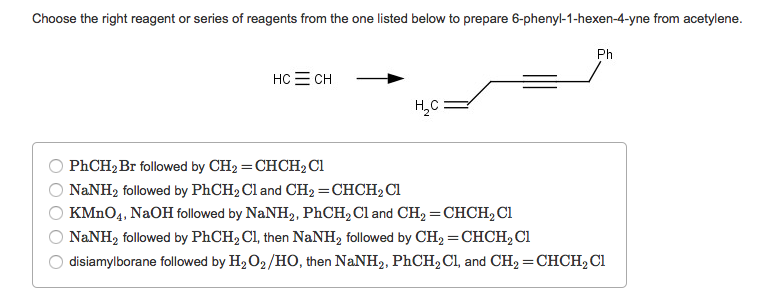 Solved Choose the right reagent or series of reagents from | Chegg.com