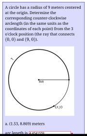 Solved A circle has a radius of 9 meters centered at the | Chegg.com