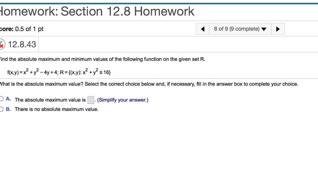 Solved Find The Absolute Maximum And Minimum Values Of The