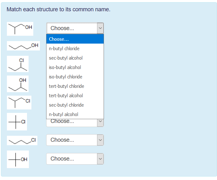 Solved Match each structure to its common name. OH Choose. | Chegg.com